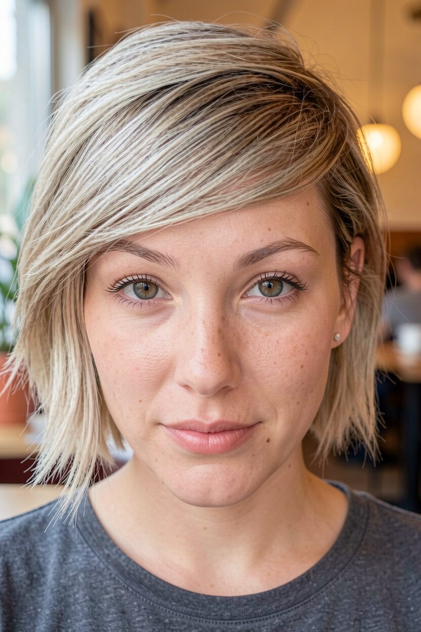 Side-Swept Bob for Round Face | HairStyleMojo